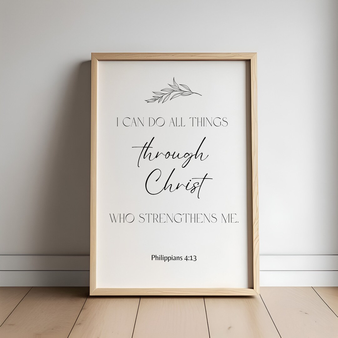 Philippians 4:13 Bible Wallart, Modern Scripture, Digital Print, Bible ...