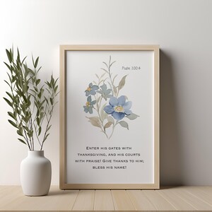 Psalm 100:4 Scripture Printable, Vintage Art, Digital Prints, Floral ...