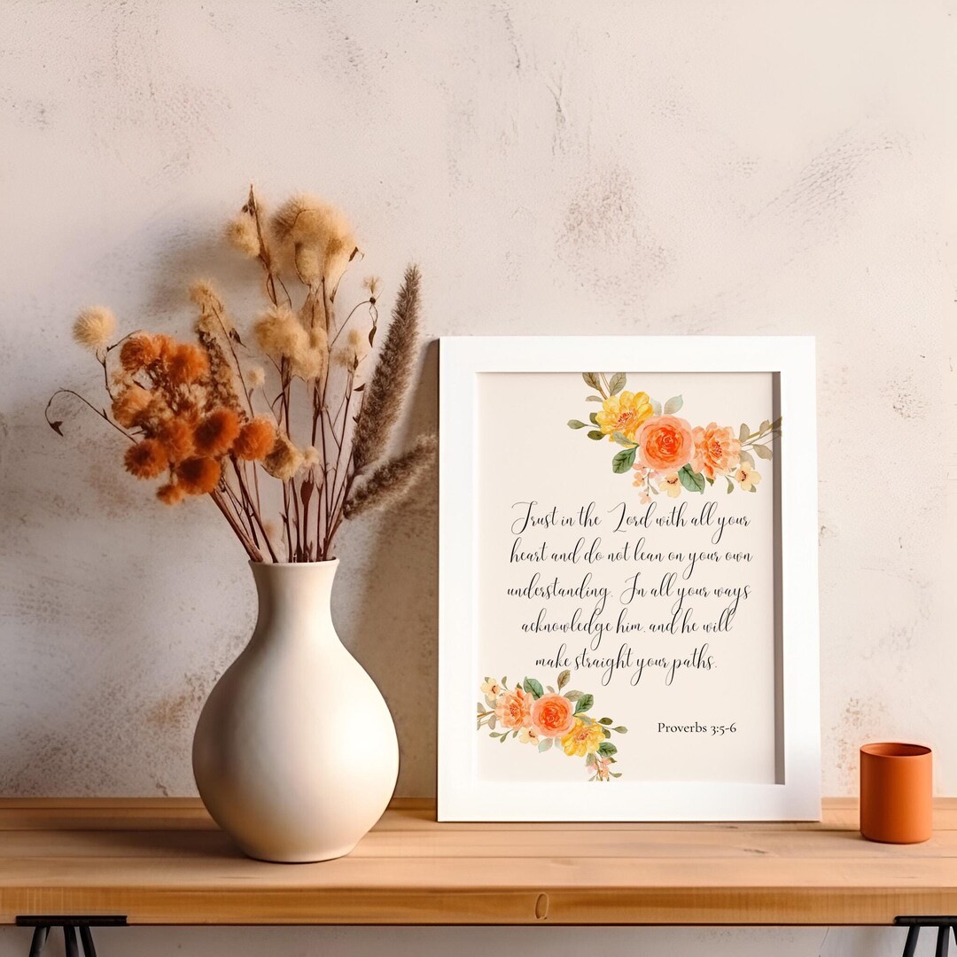 Proverbs 3:5-6 Cottage Core Decor, Farmhouse Wall Art, Christian Art ...
