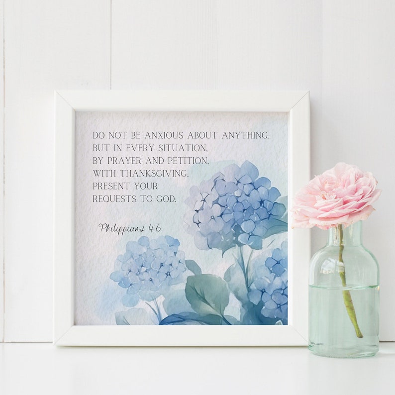 Philippians 4:6 Bible Wall Art, Watercolor Scripture, Digital Print ...