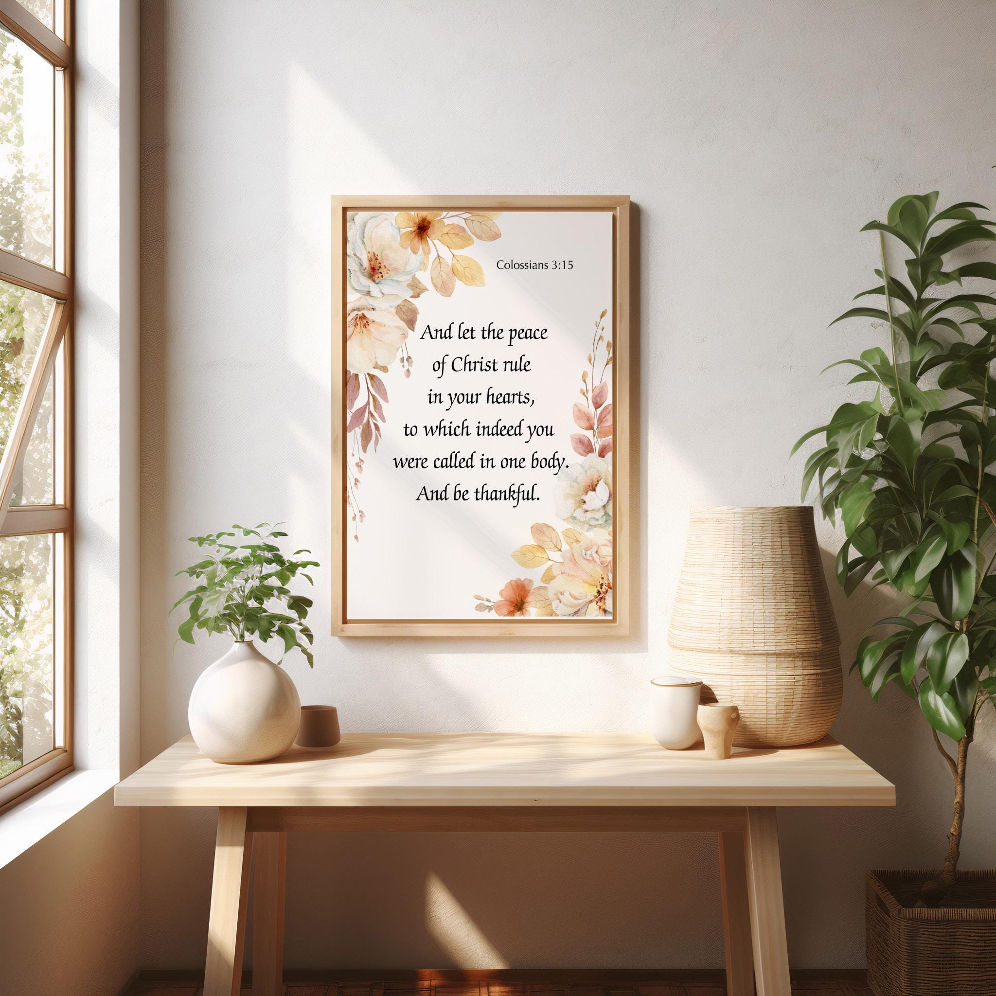 Colossians 3:15 Fall Christian Bible Art, Vintage Wall Art, Digital Art ...