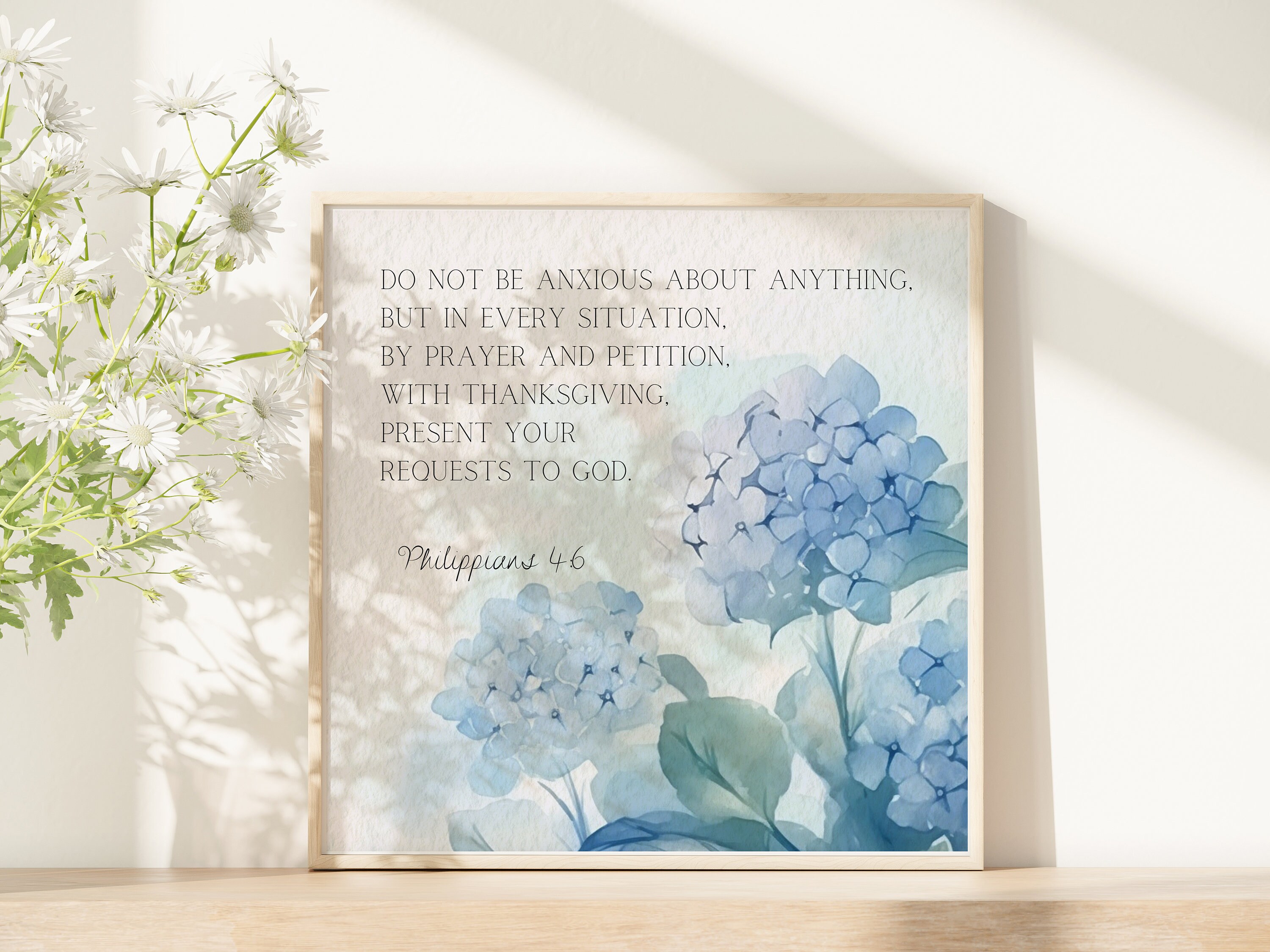 Philippians 4:6 Bible Wall Art, Watercolor Scripture, Digital Print ...