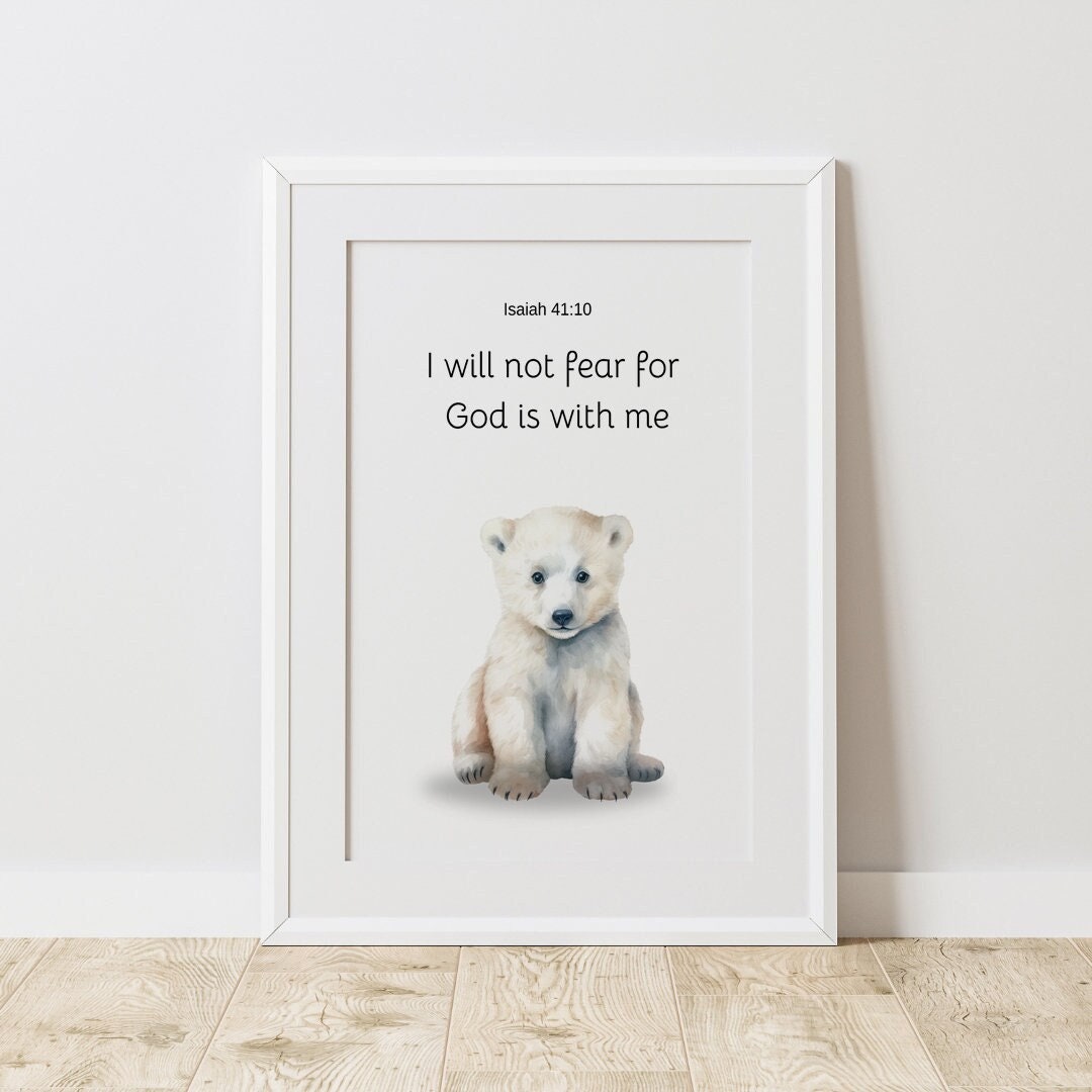 Isaiah 41:10 Nursery Art, Children's Room, Baby Animals, Baby Polar ...
