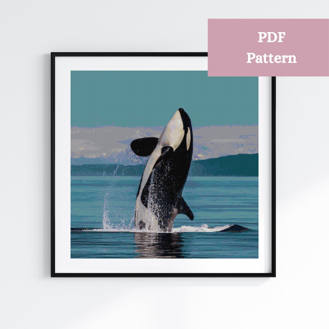 Beautiful Jumping Orca Cross Stitch Pattern - Handmade Killer Whale Art ...