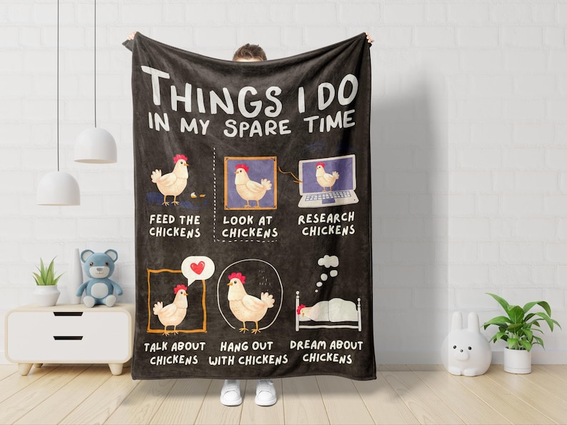 Funny Chicken Blanket Chicken Lover Gift, Things I Do in My Spare Time ...
