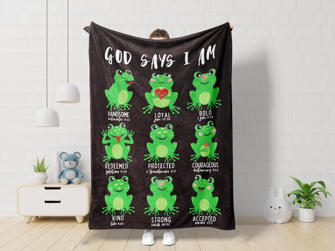 God Says I Am Frog Blanket: Christian Kids Bible Verse Gift - Etsy
