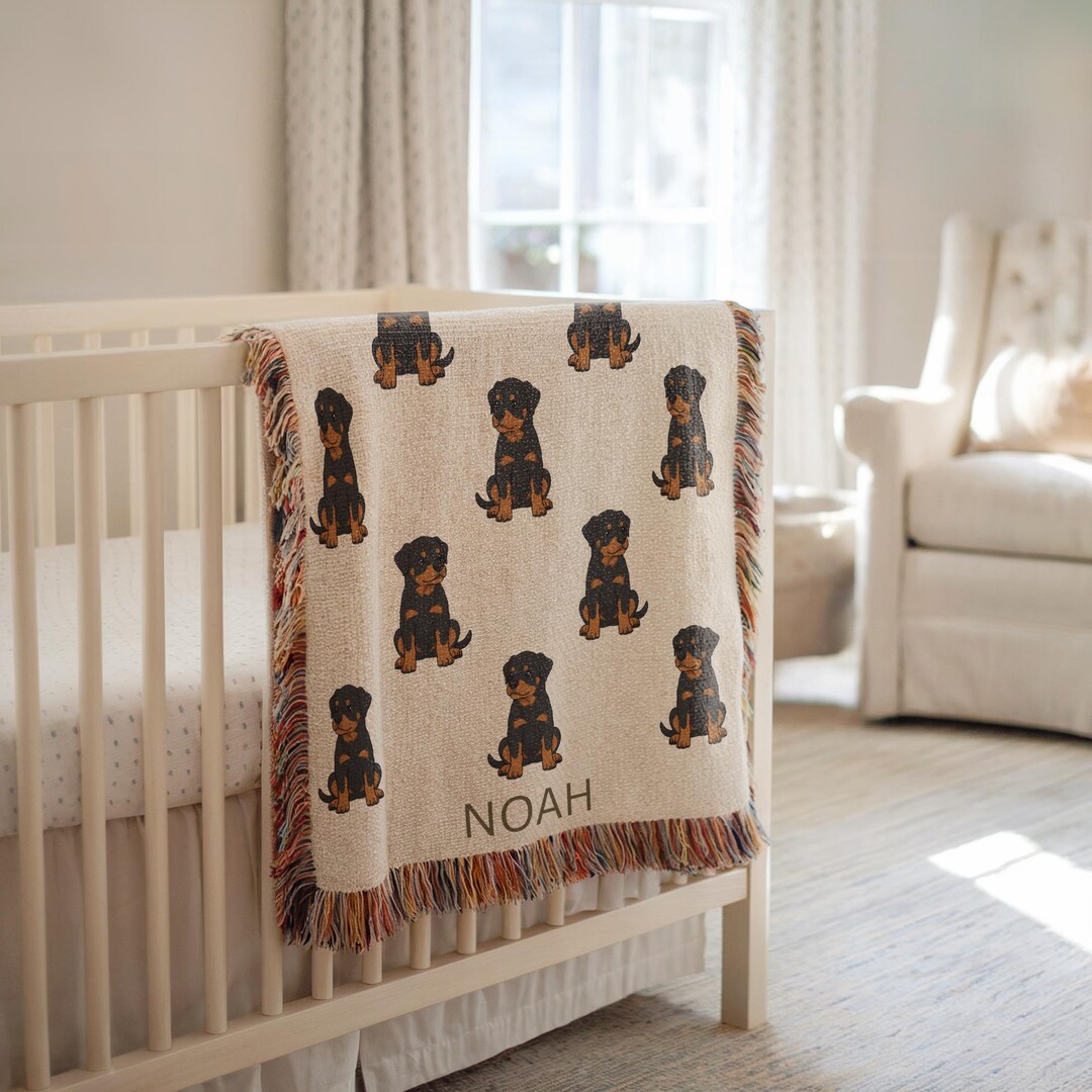 Personalized Rottweiler Blanket Dog Baby Boy Blanket Dog Nursery First ...