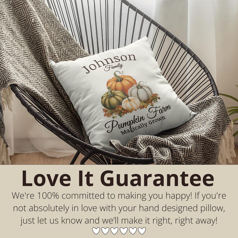 Personalized Fall Pillow Custom Pumpkin Patch Pillow Cover, Family Name Halloween Autumn Cushion ...