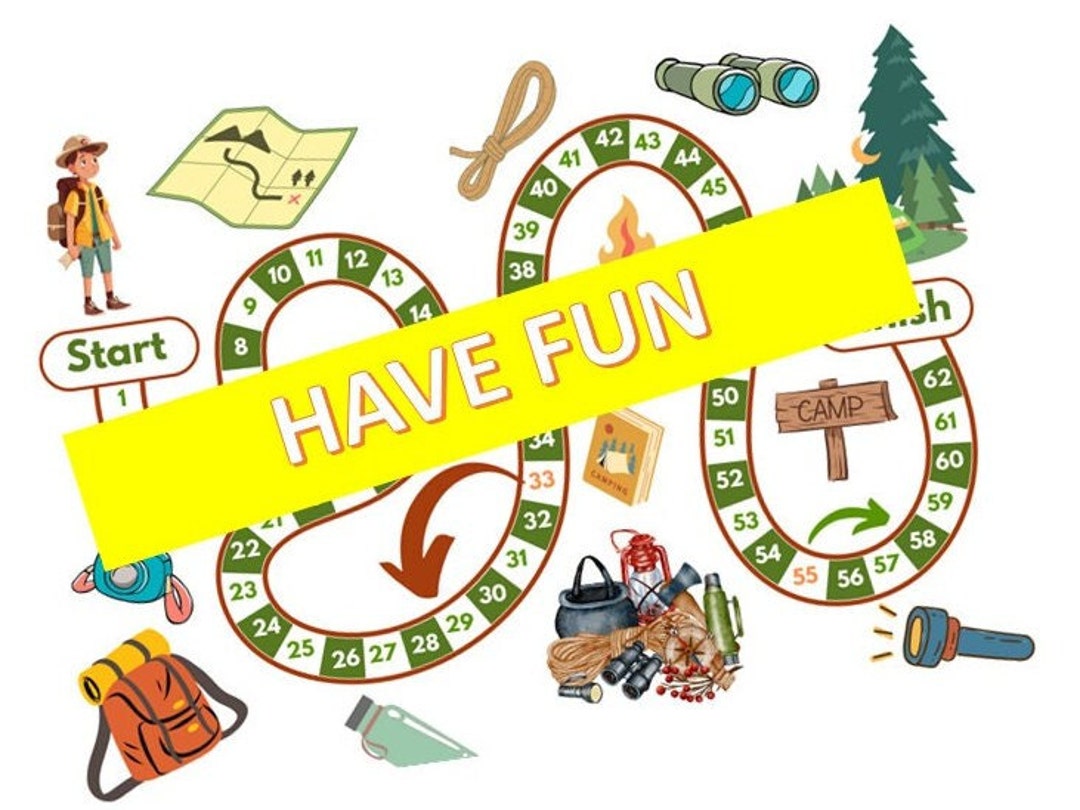 Snakes Printable Board Game, Camping Board Game - Etsy