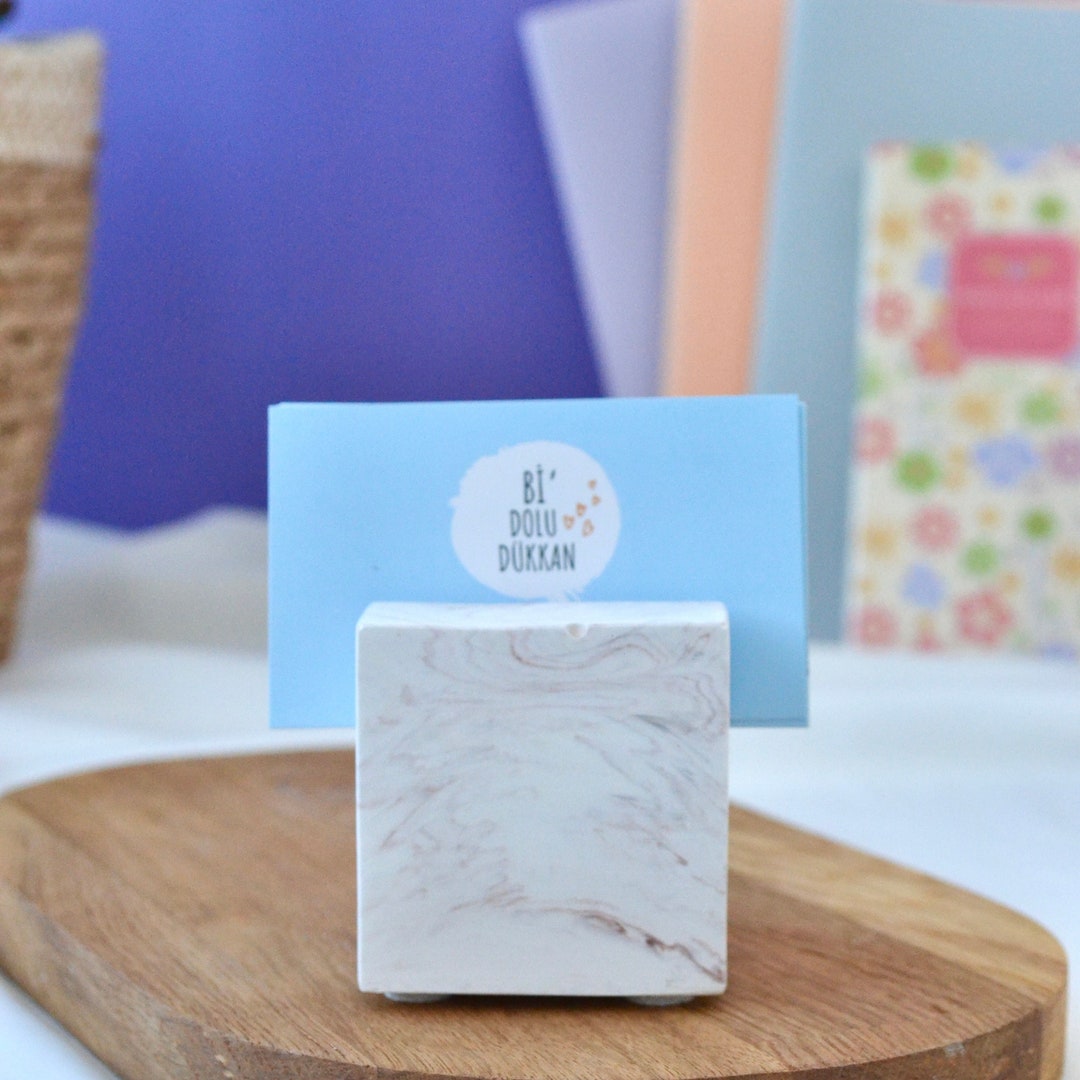 Brown Marble Looking Business Card Holder for Desk, Brown Square ...
