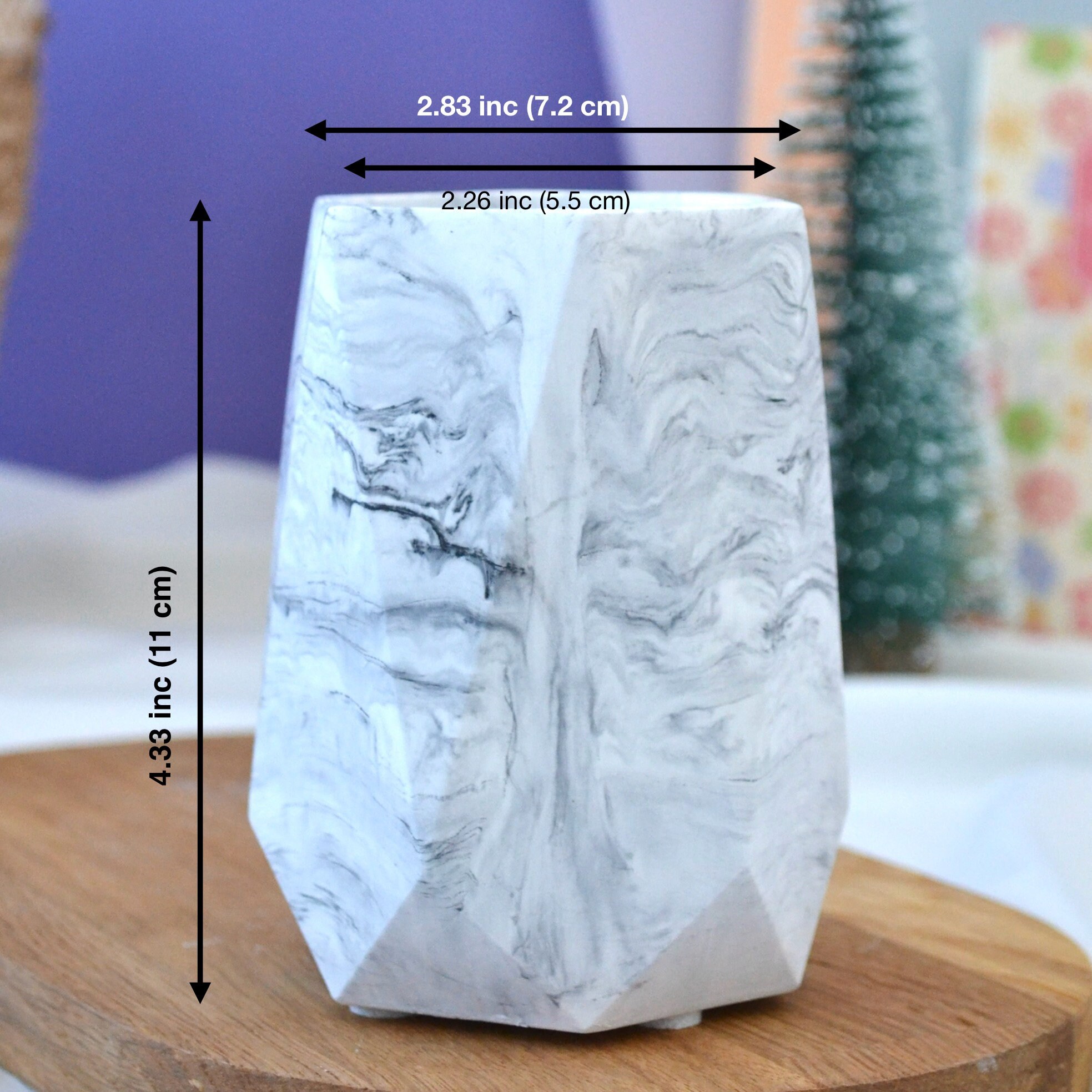 Grey Marble Looking Office Desk Organizer Set of 3 (pen Holder, Memo ...
