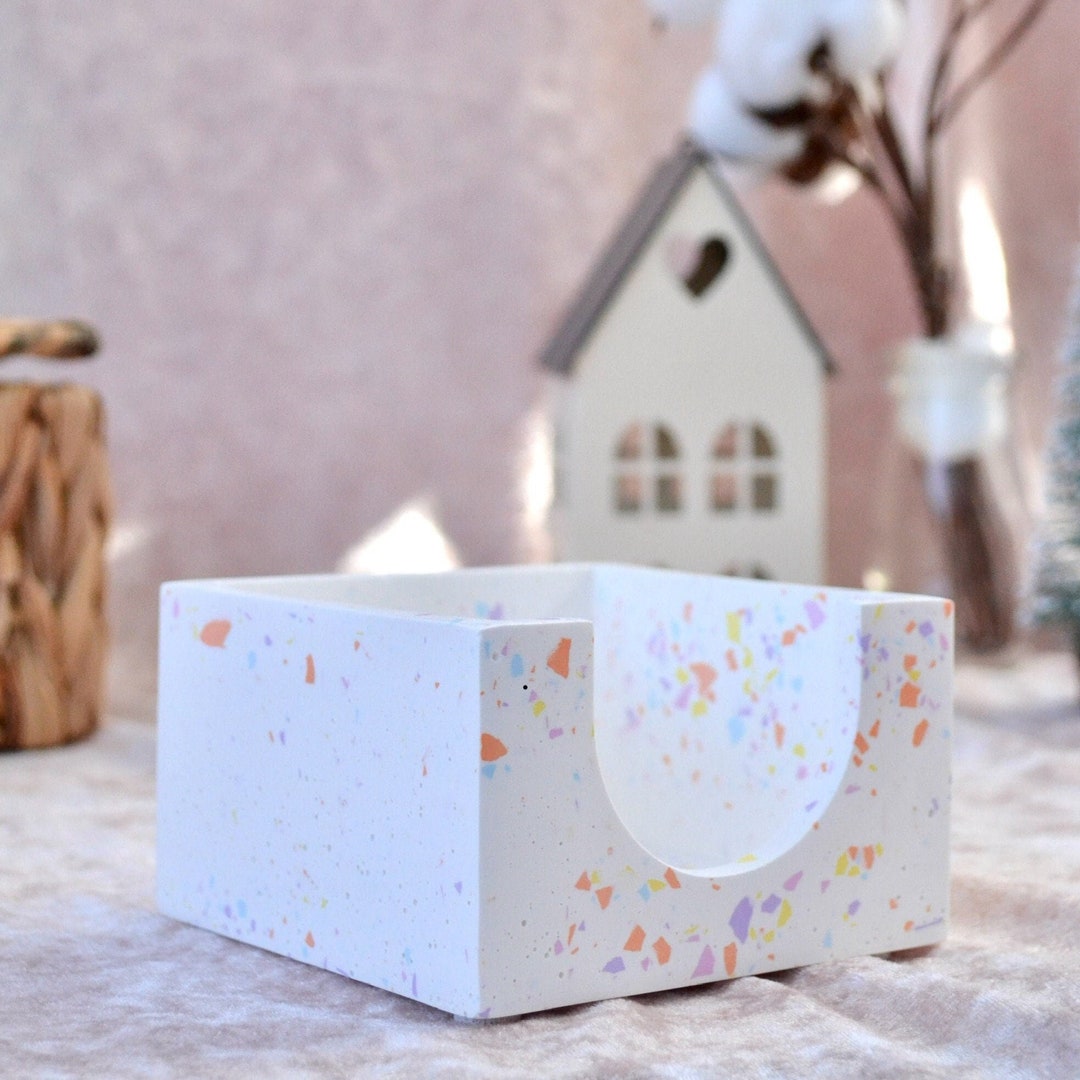 Terrazzo Concrete Organizer Note Paper Holder, Terrazzo Memo Paper ...