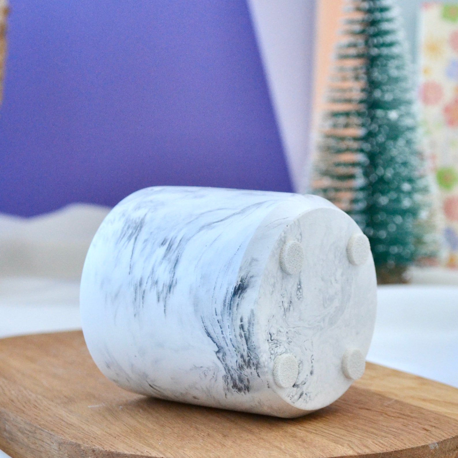 Grey Marble Looking Office Desk Organizer Set of 3 (pen Holder, Plant ...