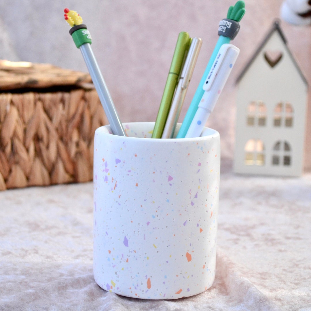 Terrazzo Round Pen Holder Desk Organizer Cute, Unique Workplace Office ...