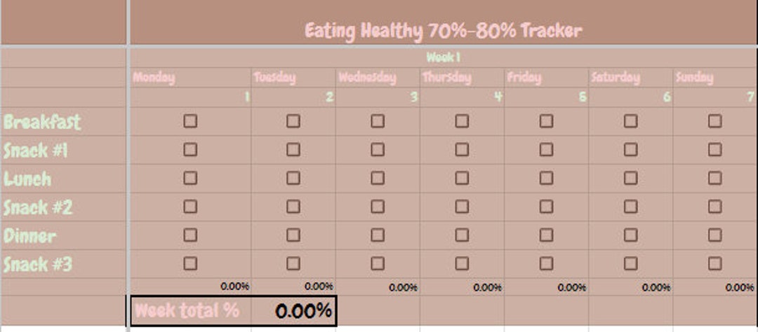 Healthy Eating 70-80 Percent Tracker - Etsy