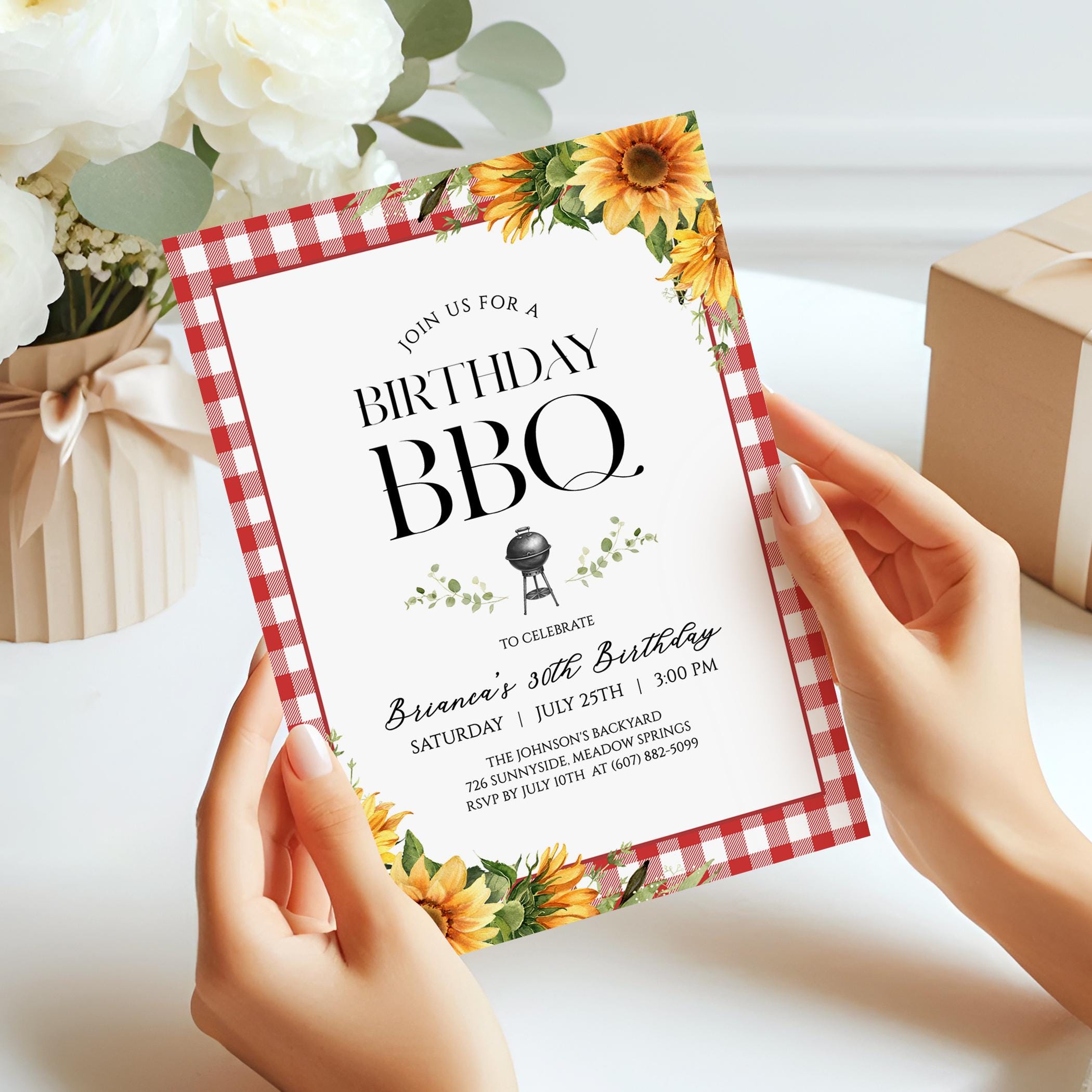 Editable Rustic BBQ Birthday Invitation Template, Backyard BBQ Party ...