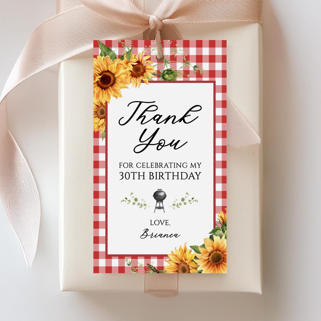 Rustic BBQ Birthday Favor Tags, Grill and Chill Party Thank You Tag ...