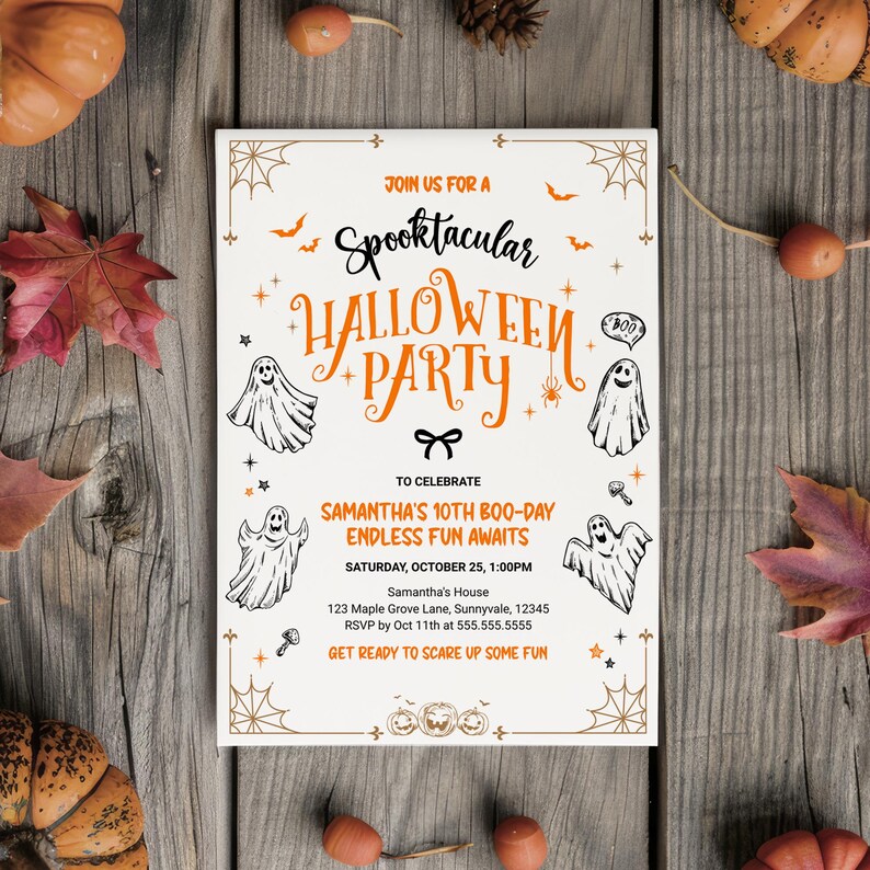 Editable Spooktacular Birthday Invitation, Halloween Spooky Birthday ...
