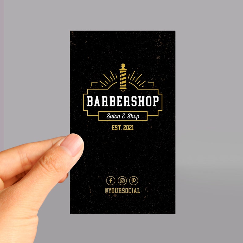 Black Barbershop Business Card Template, Editable Barber Business Card ...
