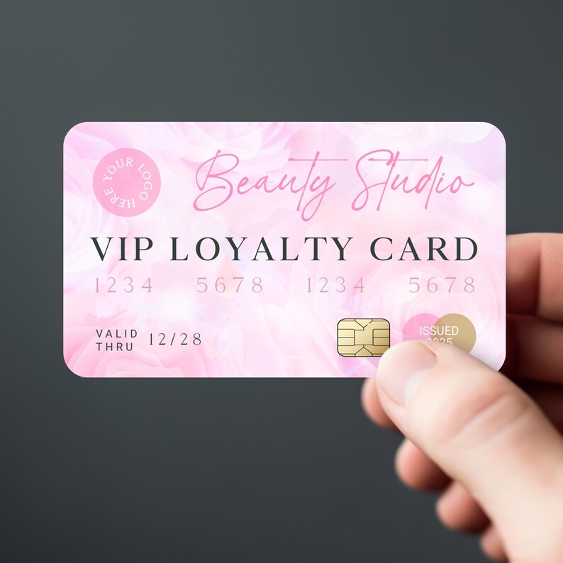 Editable Pink Rose Beauty Salon Loyalty Card Stamp Template, DIY Floral ...