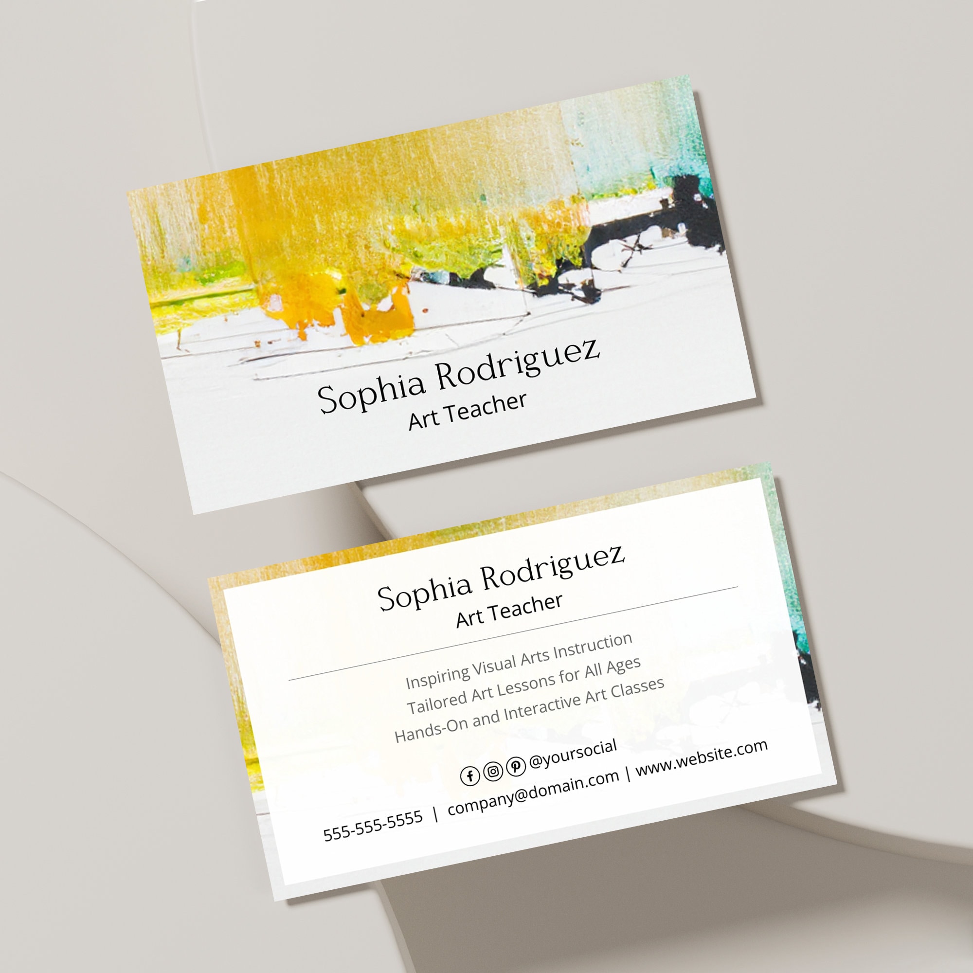 Art Teacher Business Card Template, Editable Art School Business Card ...