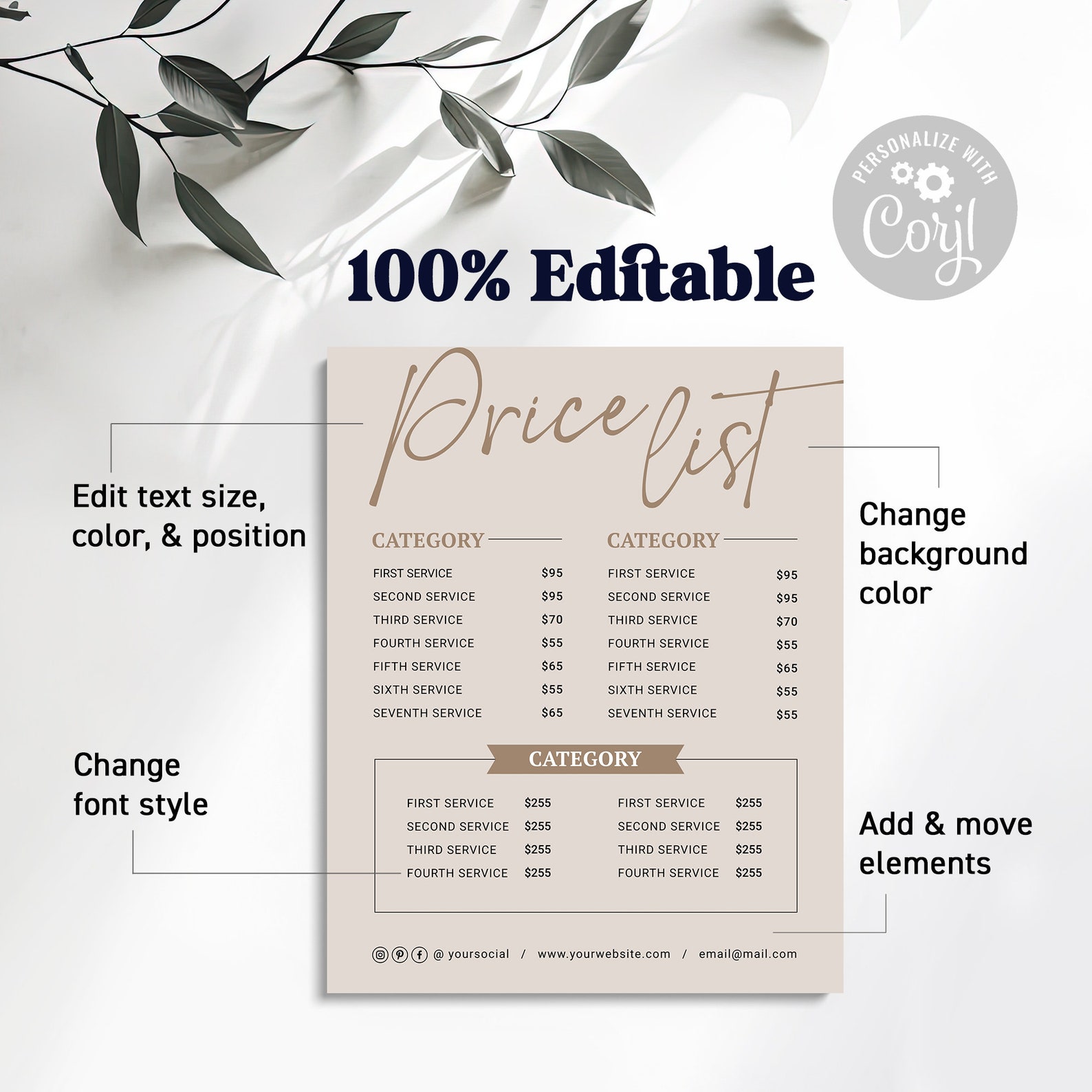 Editable Small Business Price List Template & Modern Price Menu Design ...