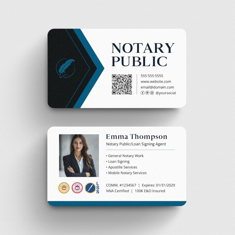 Professional Notary Business Card, Loan Signing Agent Business Card ...