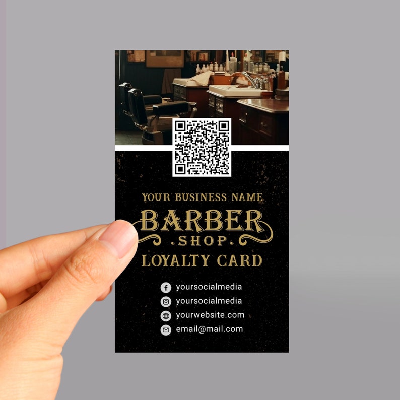 Barber Instagram Loyalty Card Stamp Template, Barbershop IG Business ...