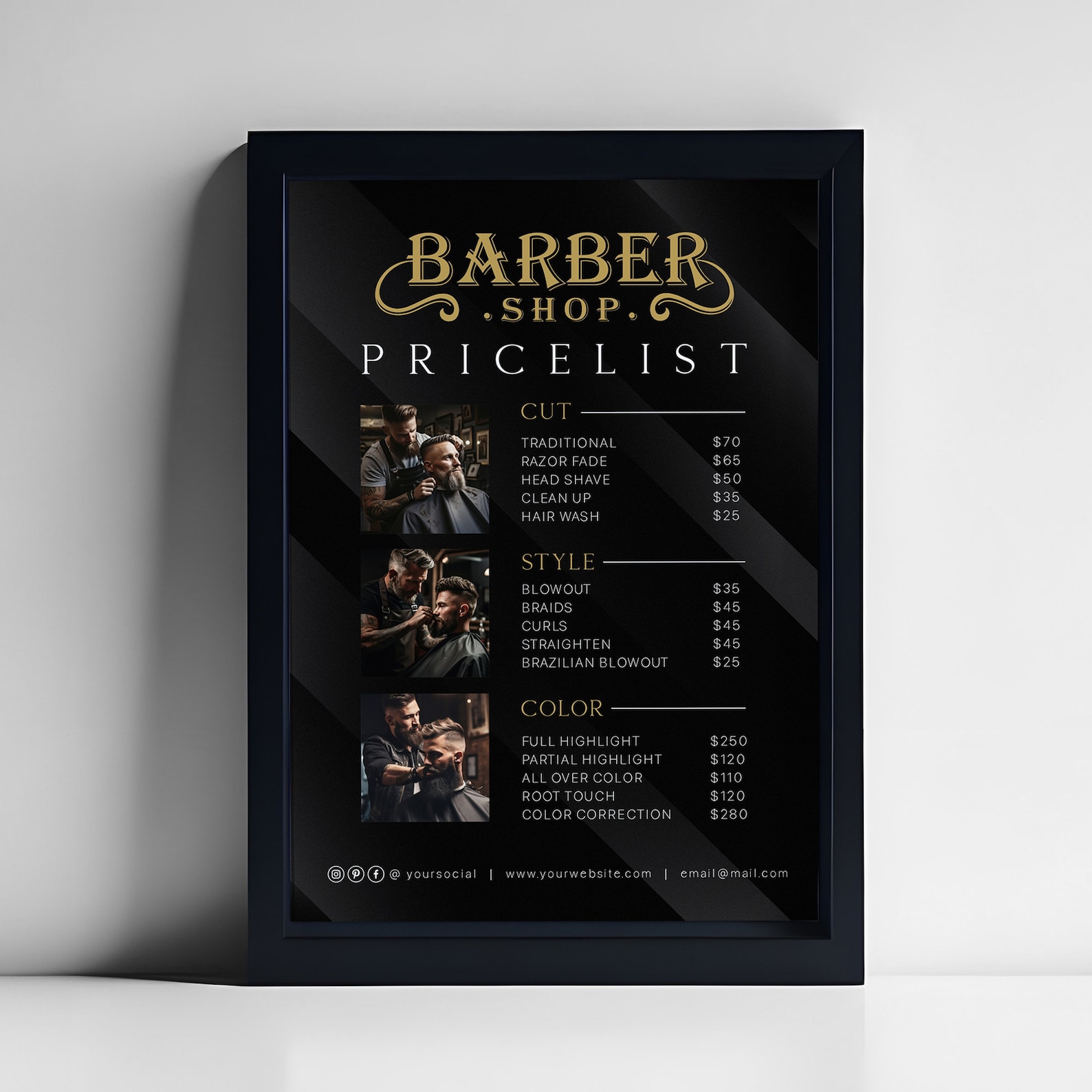 Barber Shop Price List Template, DIY Barbershop Pricelist Sign, Barber ...