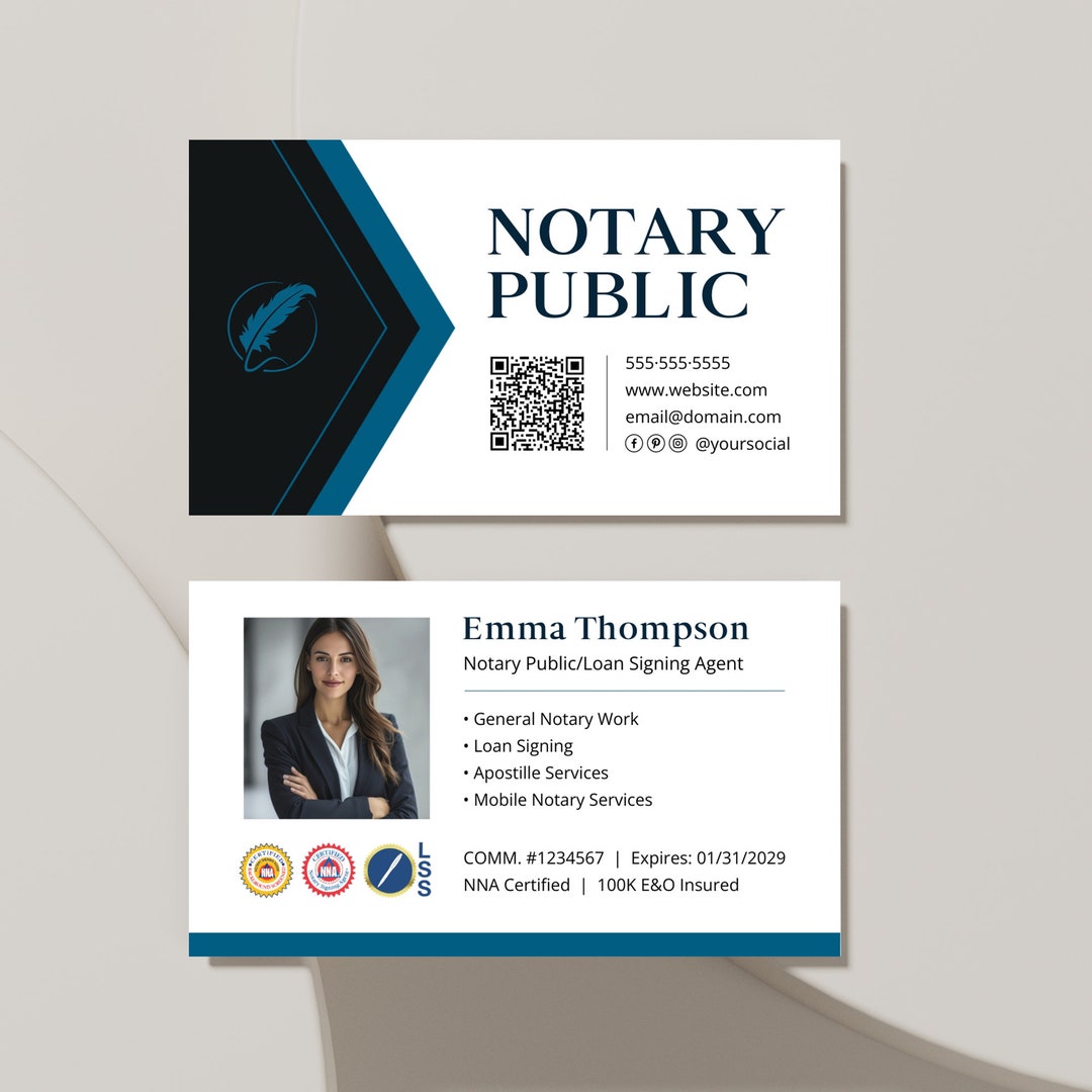Professional Notary Business Card, Loan Signing Agent Business Card ...