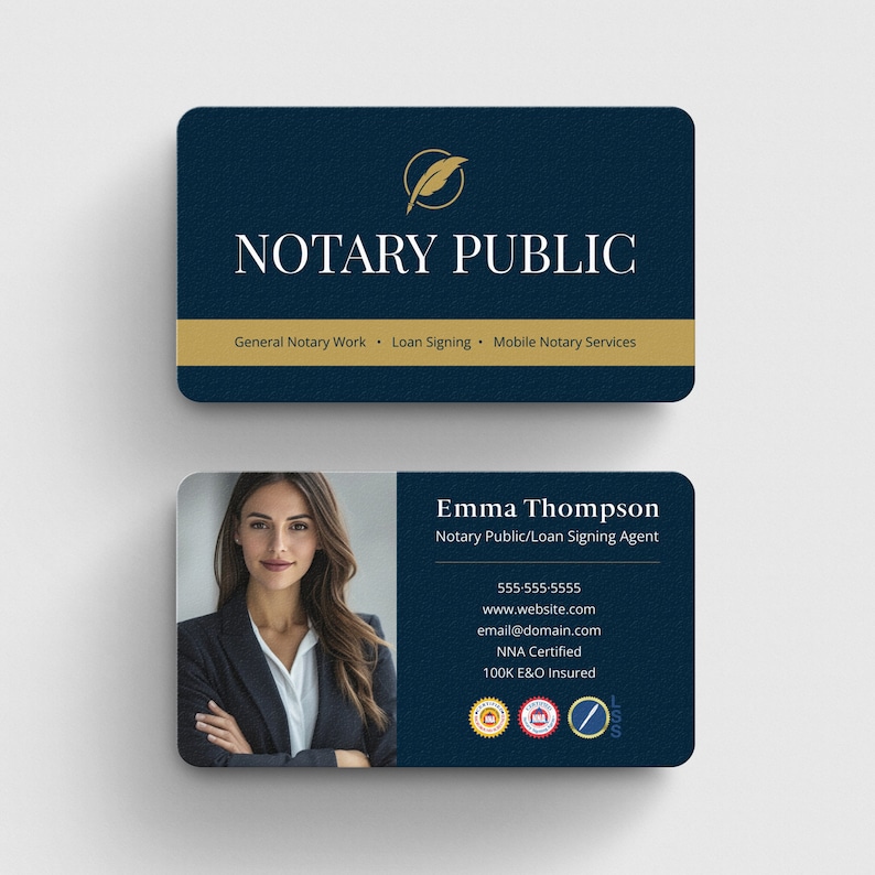 Professional Notary Business Card Template, Loan Signing Agent Business ...