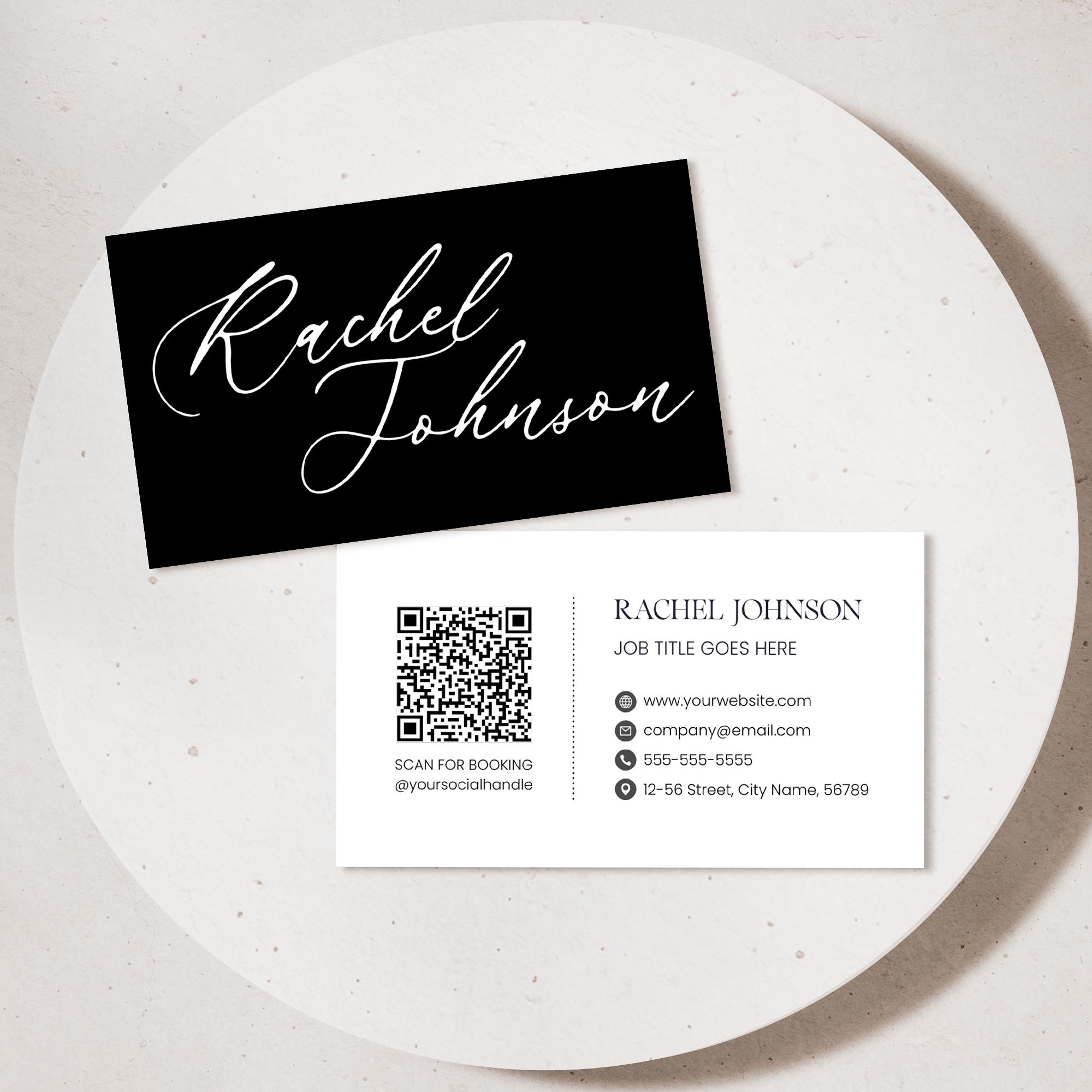 Editable Minimalist QR Code Business Card Template, Elegant Business ...