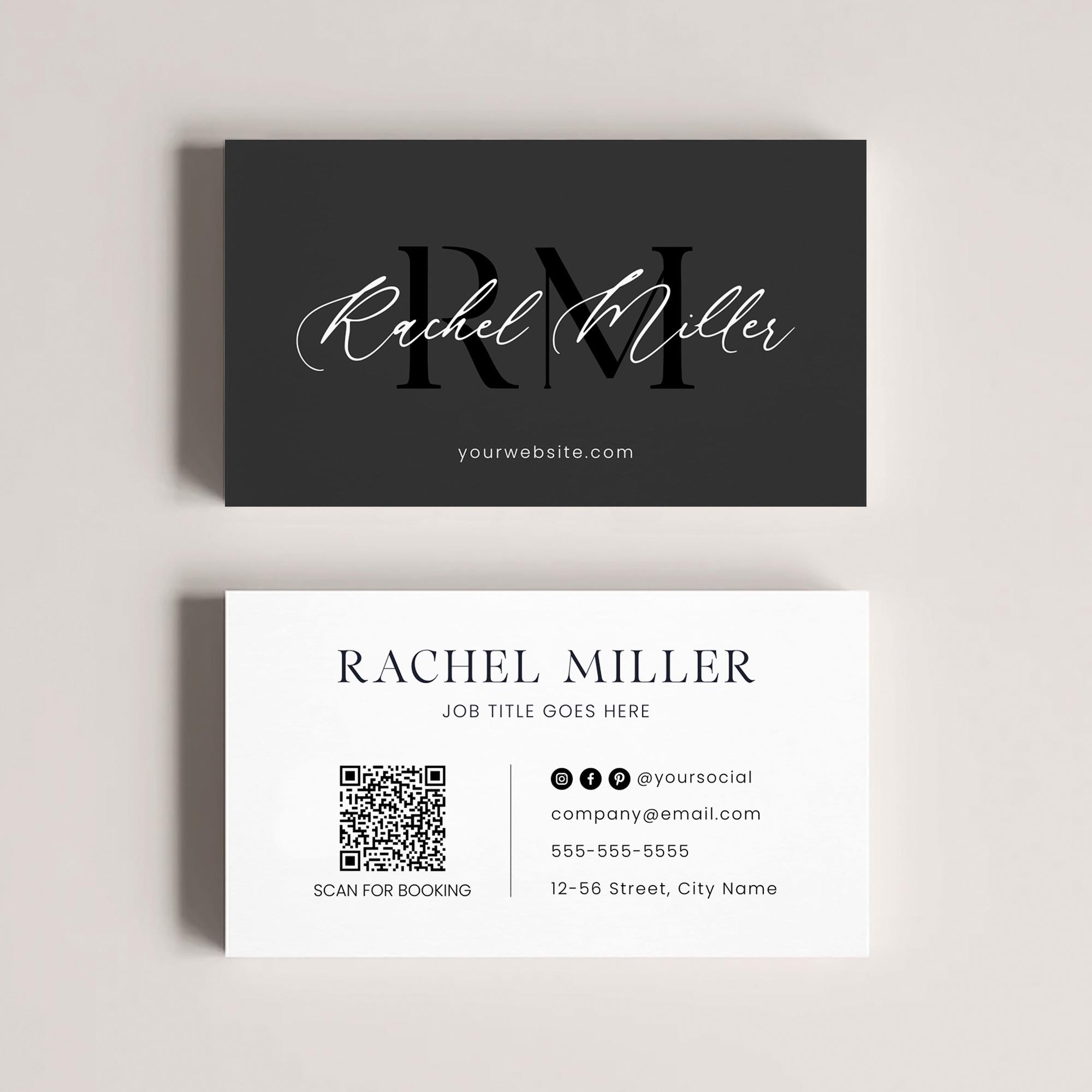 Editable Minimalist QR Code Business Card Template, DIY Modern Business ...