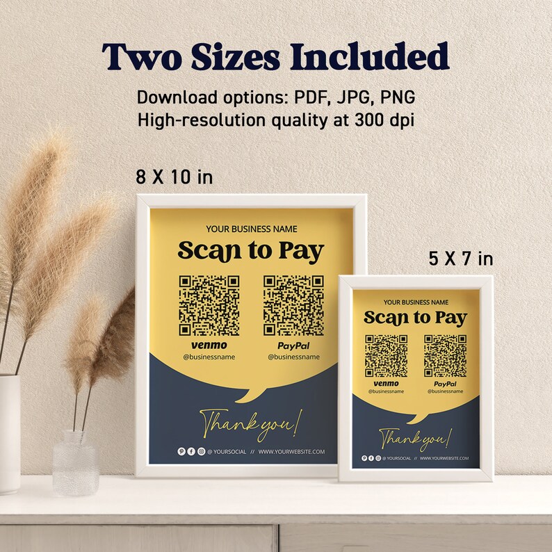 Modern Scan to Pay QR Code Sign Template for Small Business, Paypal ...