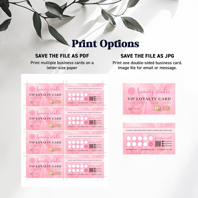 Pink Rose Beauty Salon Loyalty Card Stamp Template, Editable Nail Tech ...