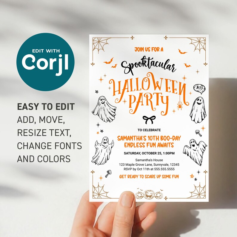 Editable Spooktacular Birthday Invitation, Halloween Spooky Birthday ...