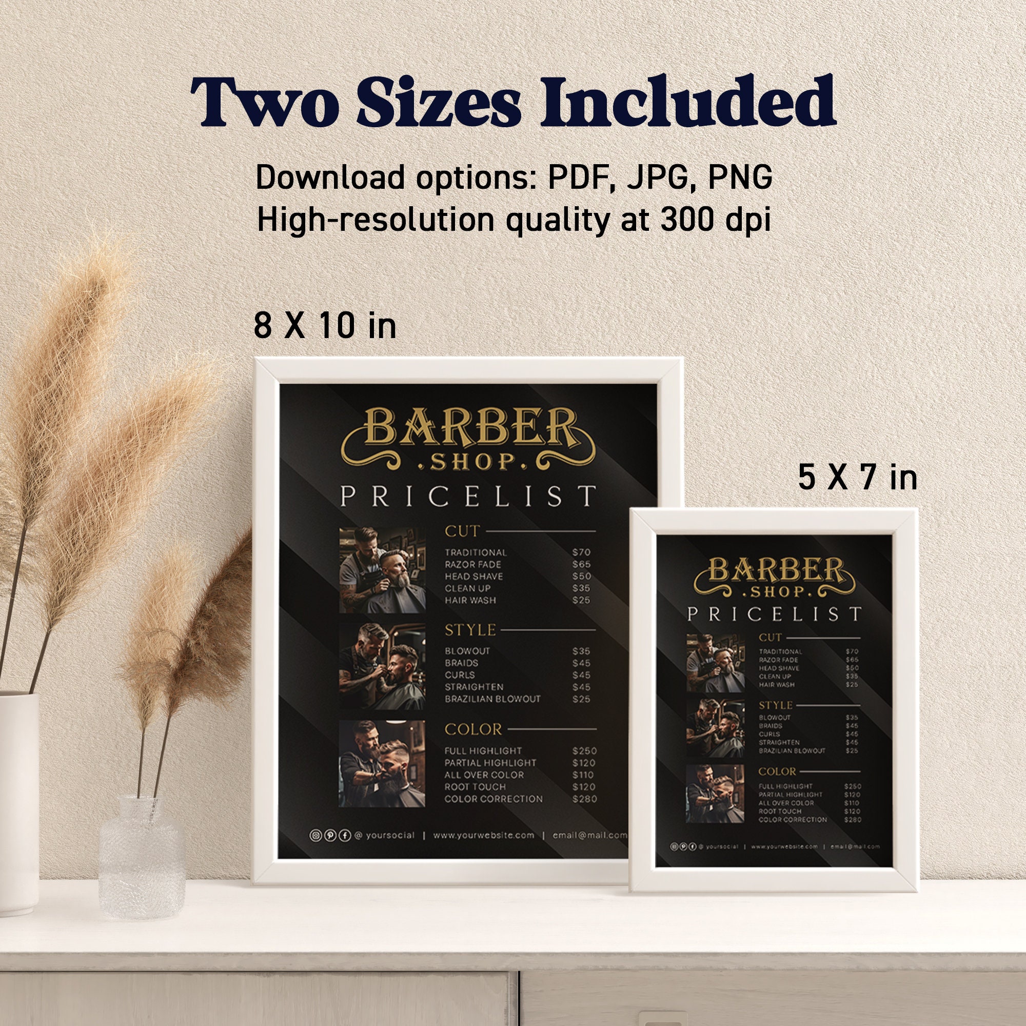 Barber Shop Price List Template, DIY Barbershop Pricelist Sign, Barber ...