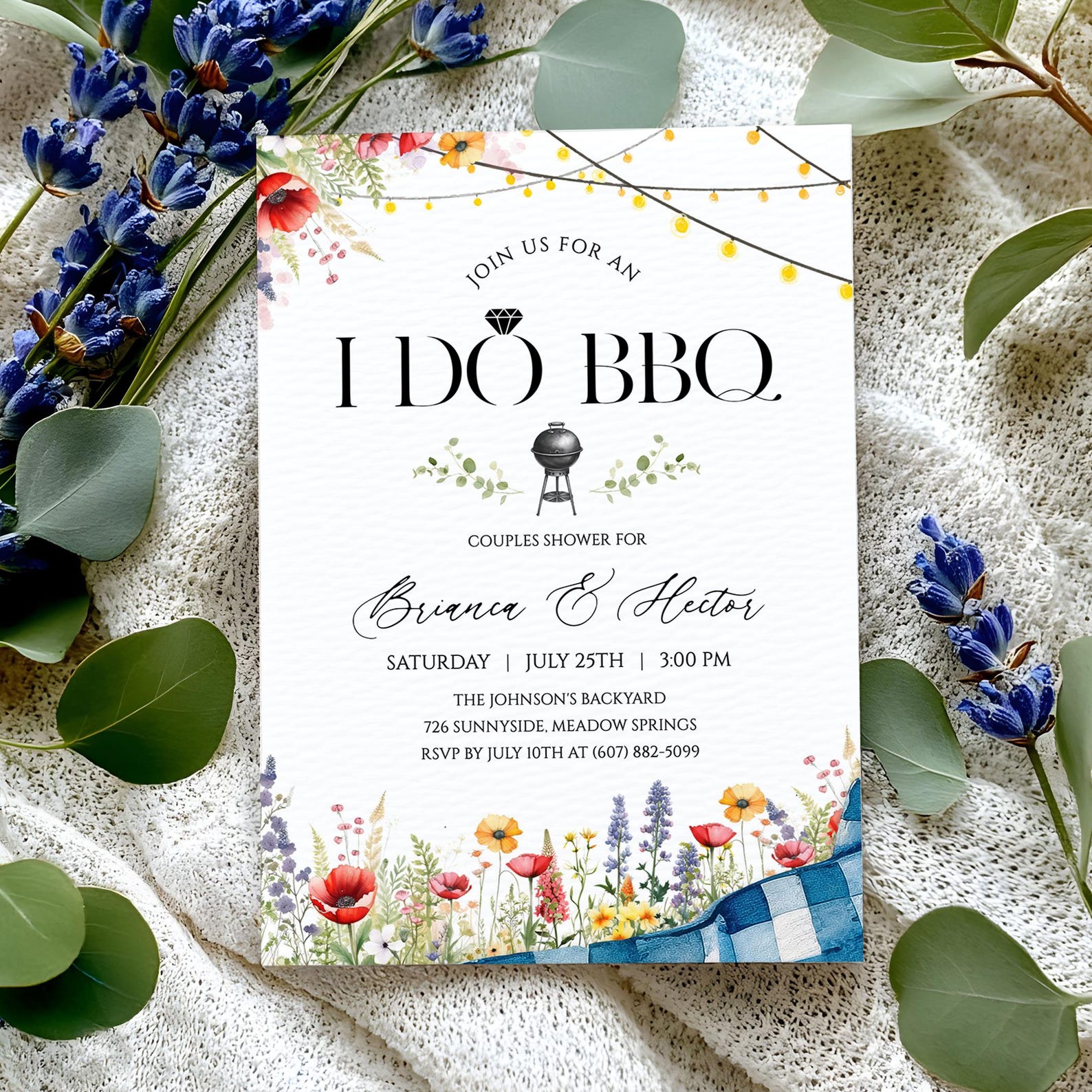 I Do BBQ Couples Shower Invitation, Wildflower Backyard BBQ Bridal ...