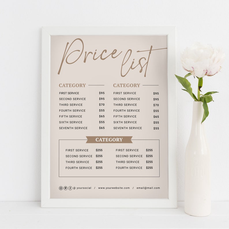 Editable Small Business Price List Template & Modern Price Menu Design ...