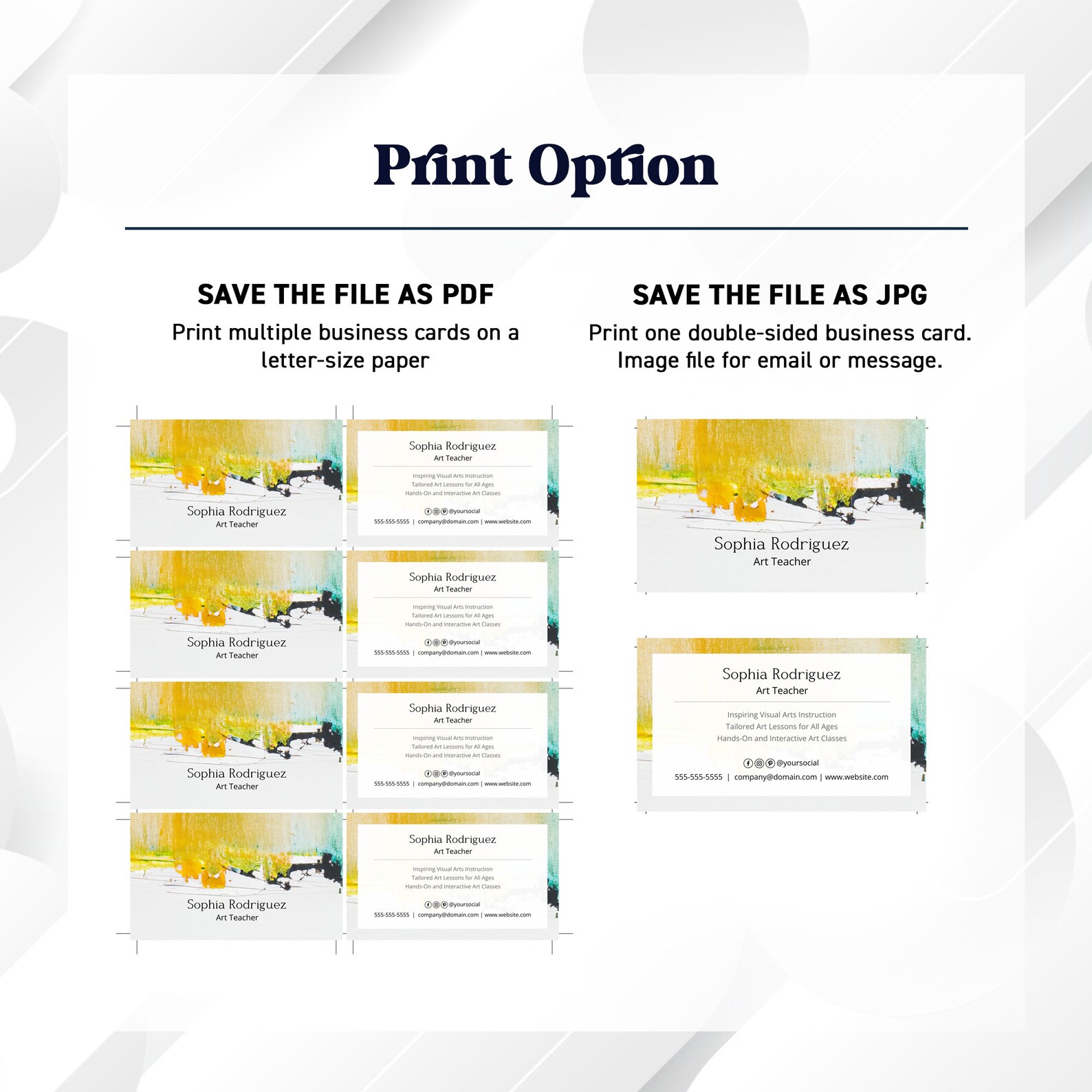 Art Teacher Business Card Template, Editable Art School Business Card ...