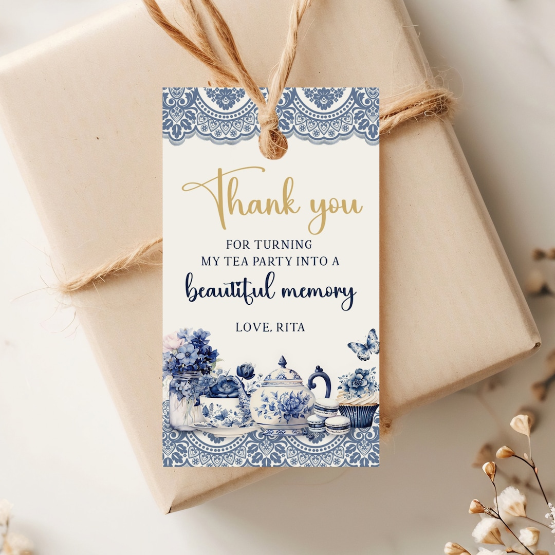 Editable Toile Floral Thank You for Coming Party Gift Tag, Printable ...