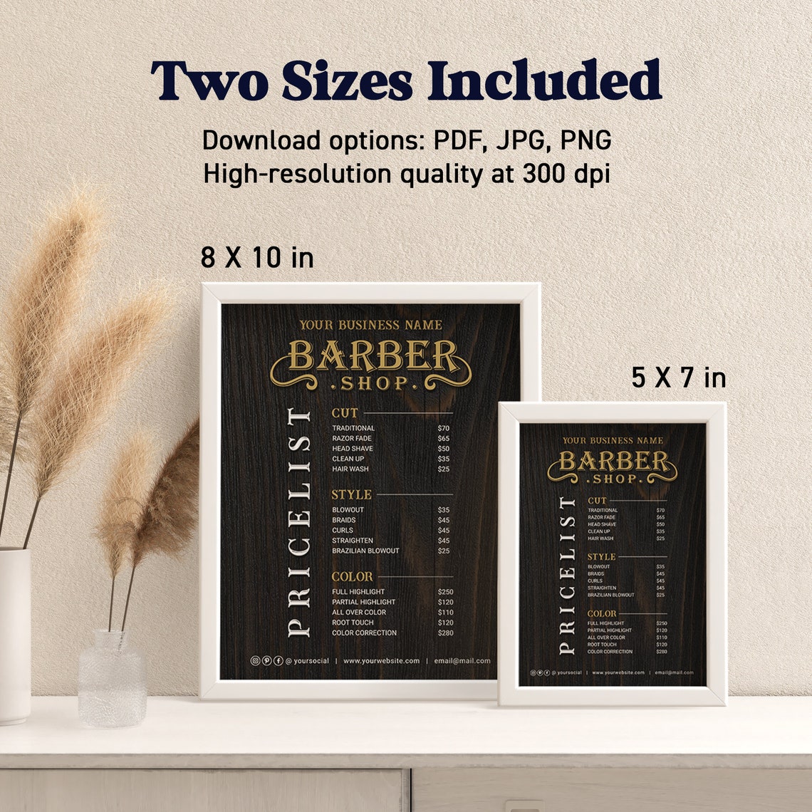 Barber Shop Price List Template, DIY Barbershop Pricelist Sign, Barber ...