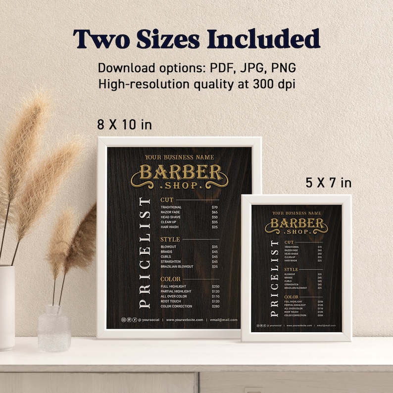Barber Shop Price List Template, DIY Barbershop Pricelist Sign, Barber ...