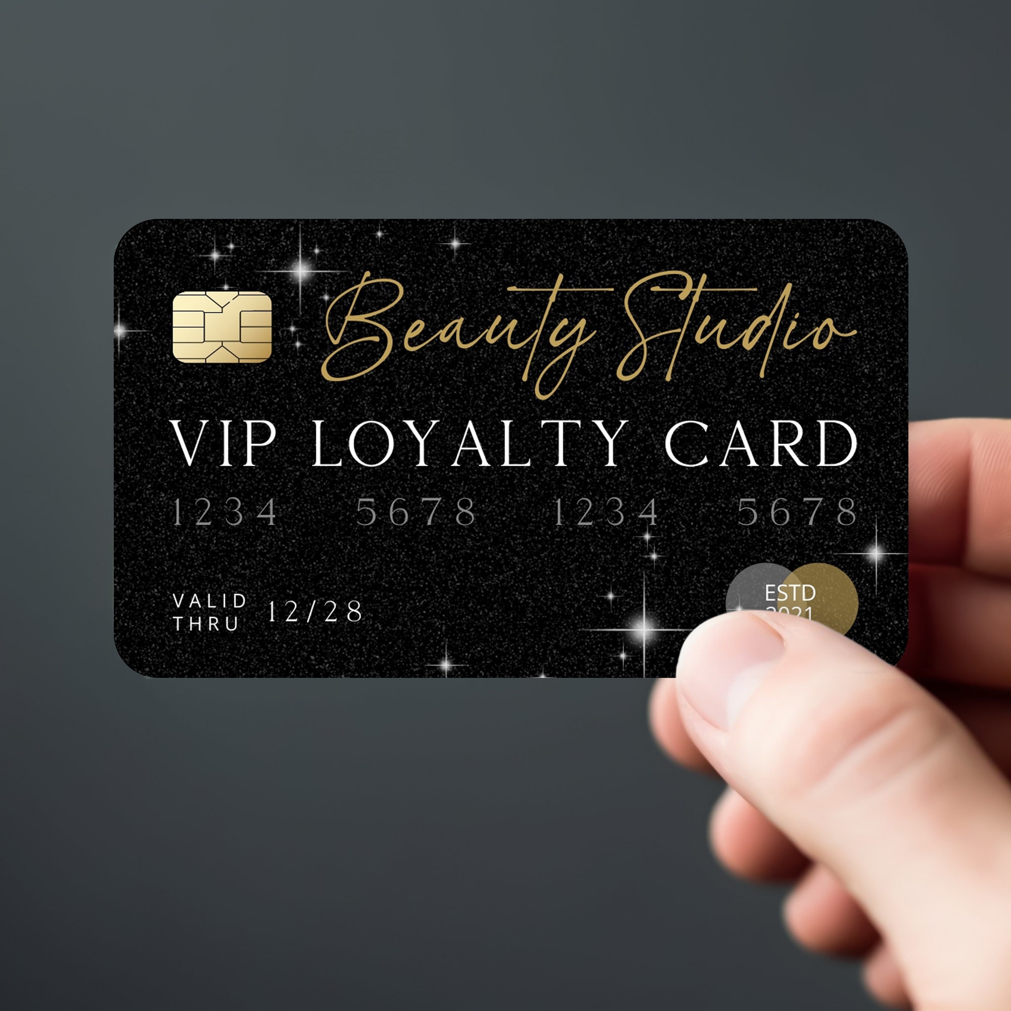 Black Glitter VIP Rewards Loyalty Card Stamp Template for Small ...