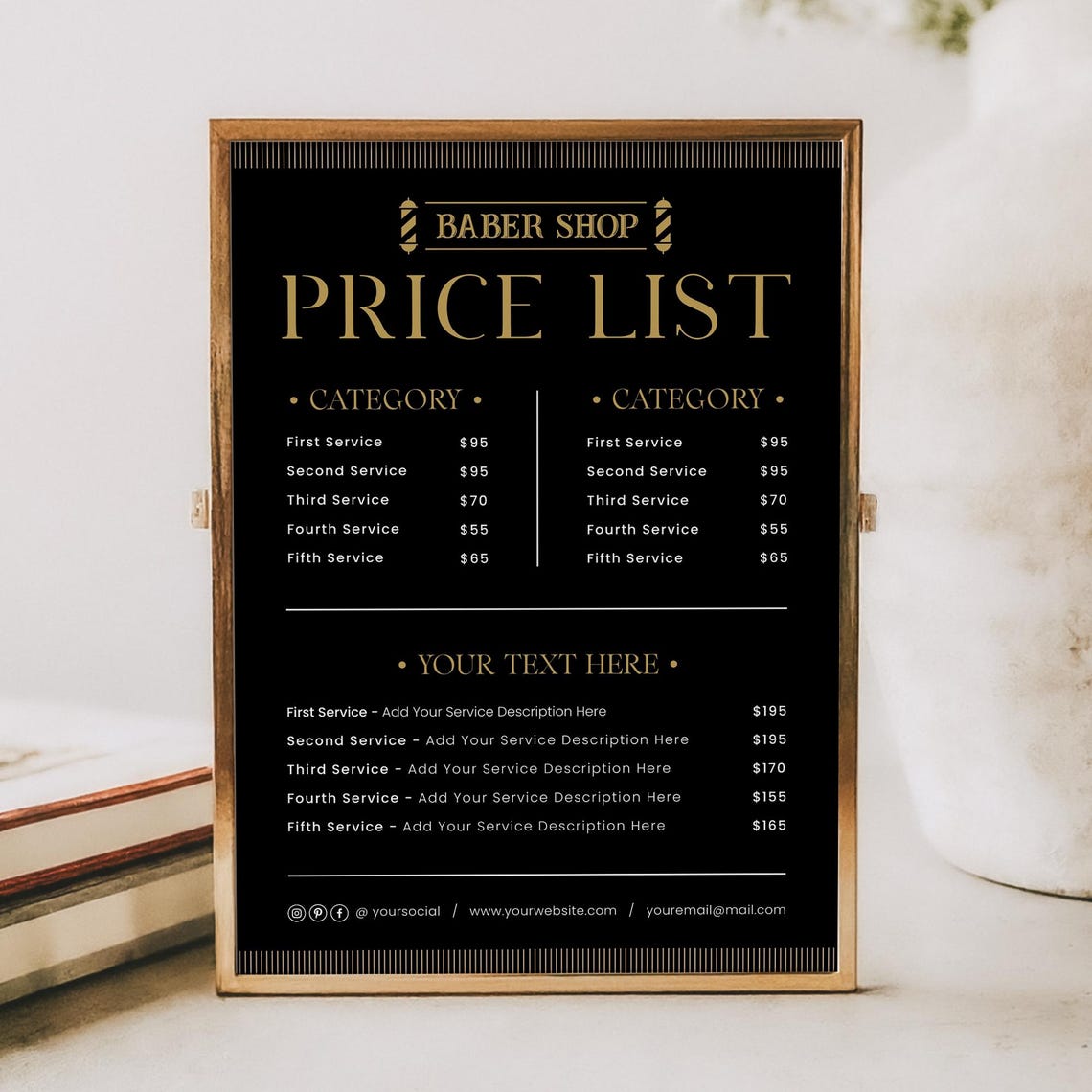 Editable Modern Barbershop Pricelist Template, Barber Shop Black Price ...