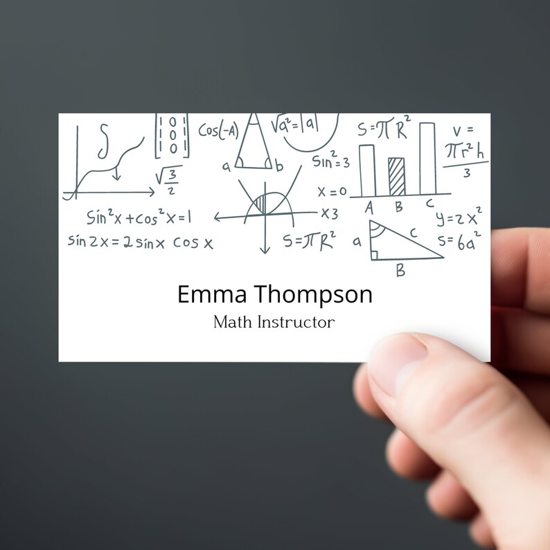 Math Teacher Business Card Template, Professional Tutor Contact Card ...
