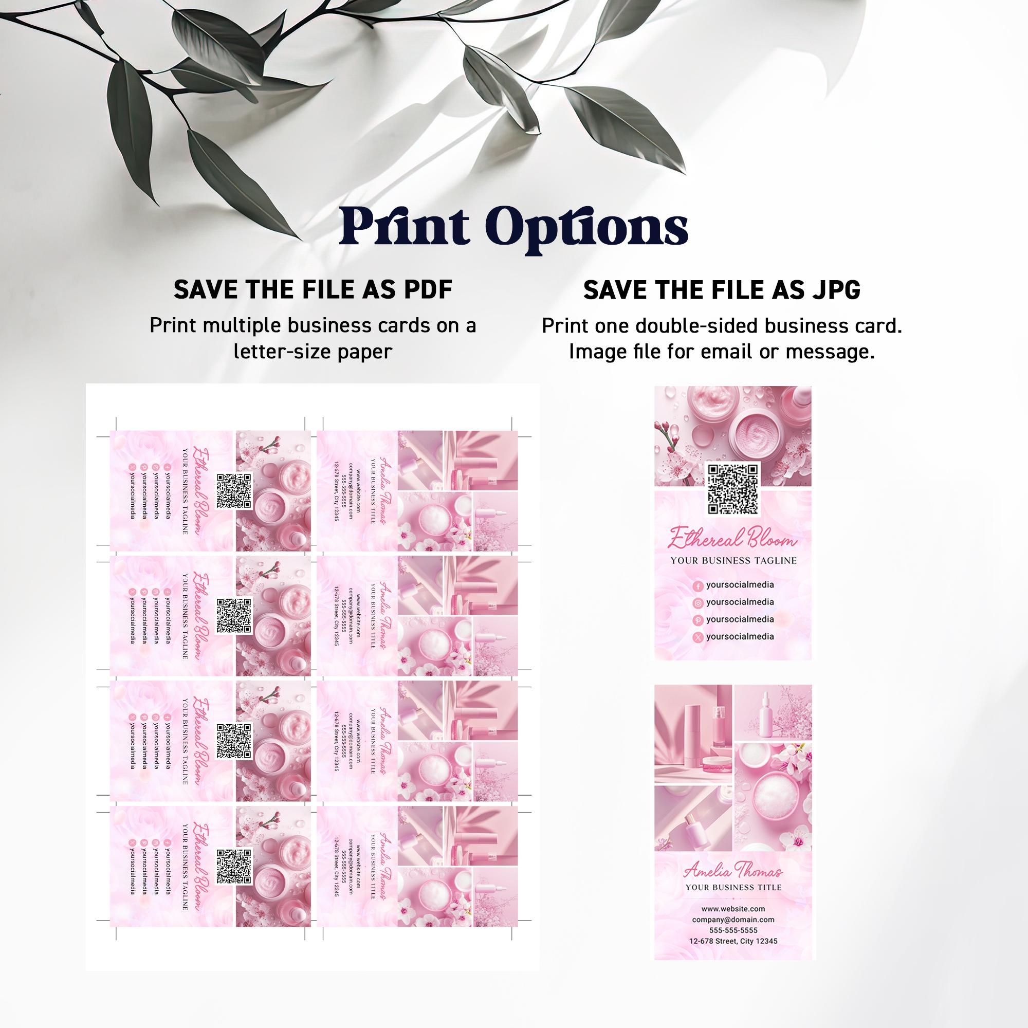 Editable Pink Rose Flower QR Code Business Card Template for Beauty ...