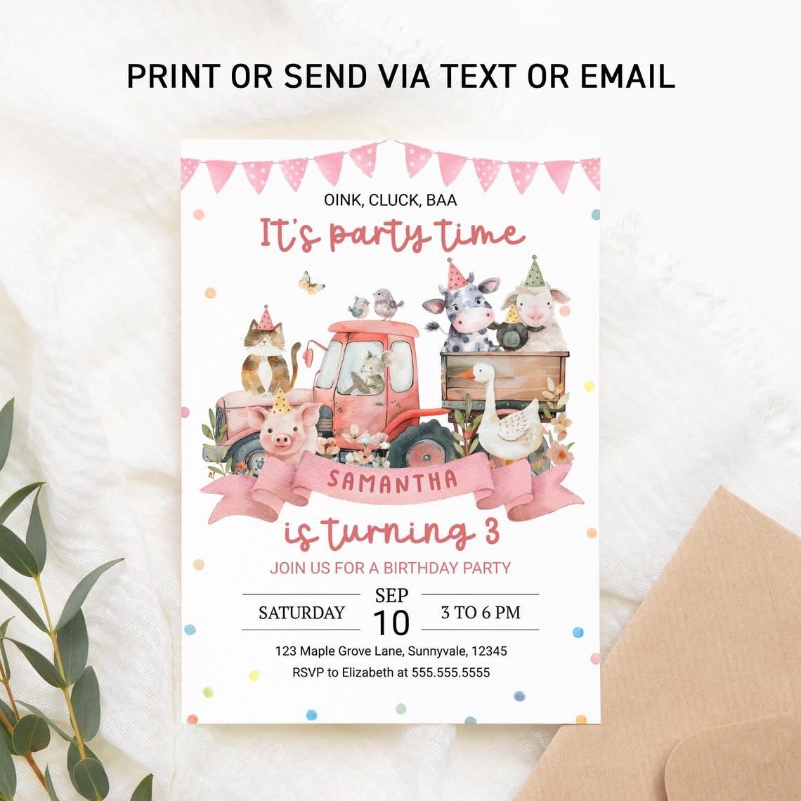 Editable Farm Animals Birthday Invite, Digital Barn Animals Birthday ...