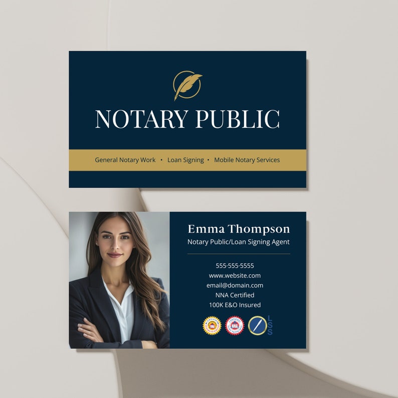 Professional Notary Business Card Template, Loan Signing Agent Business ...