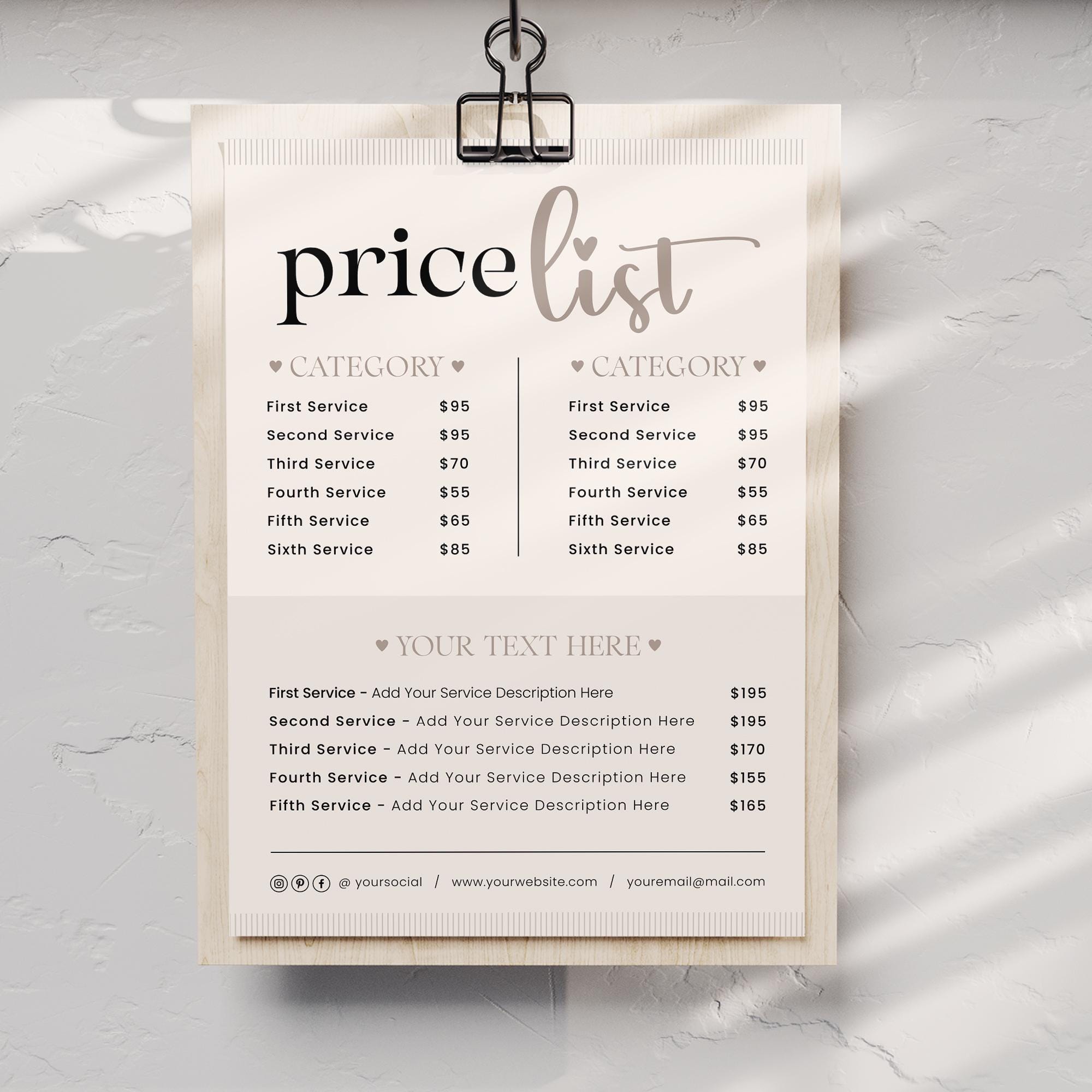 Editable Minimal Salon Pricelist Template & Modern Price List Design ...